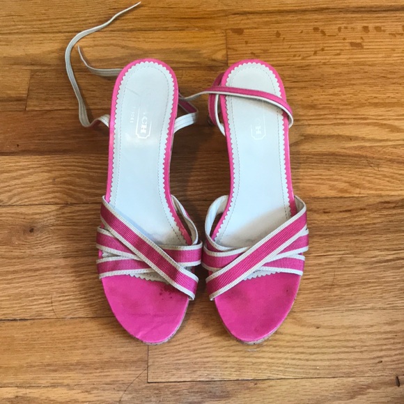 Coach | Shoes | Coach Hot Pink Wedge Sandals | Poshmark